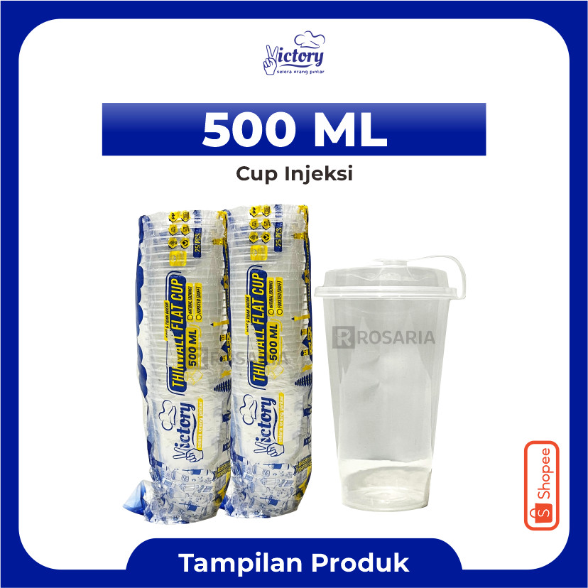 Jual CUP INJECTION DATAR 16 OZ / 500 ML THINWALL VICTORY Gelas Plastik ...
