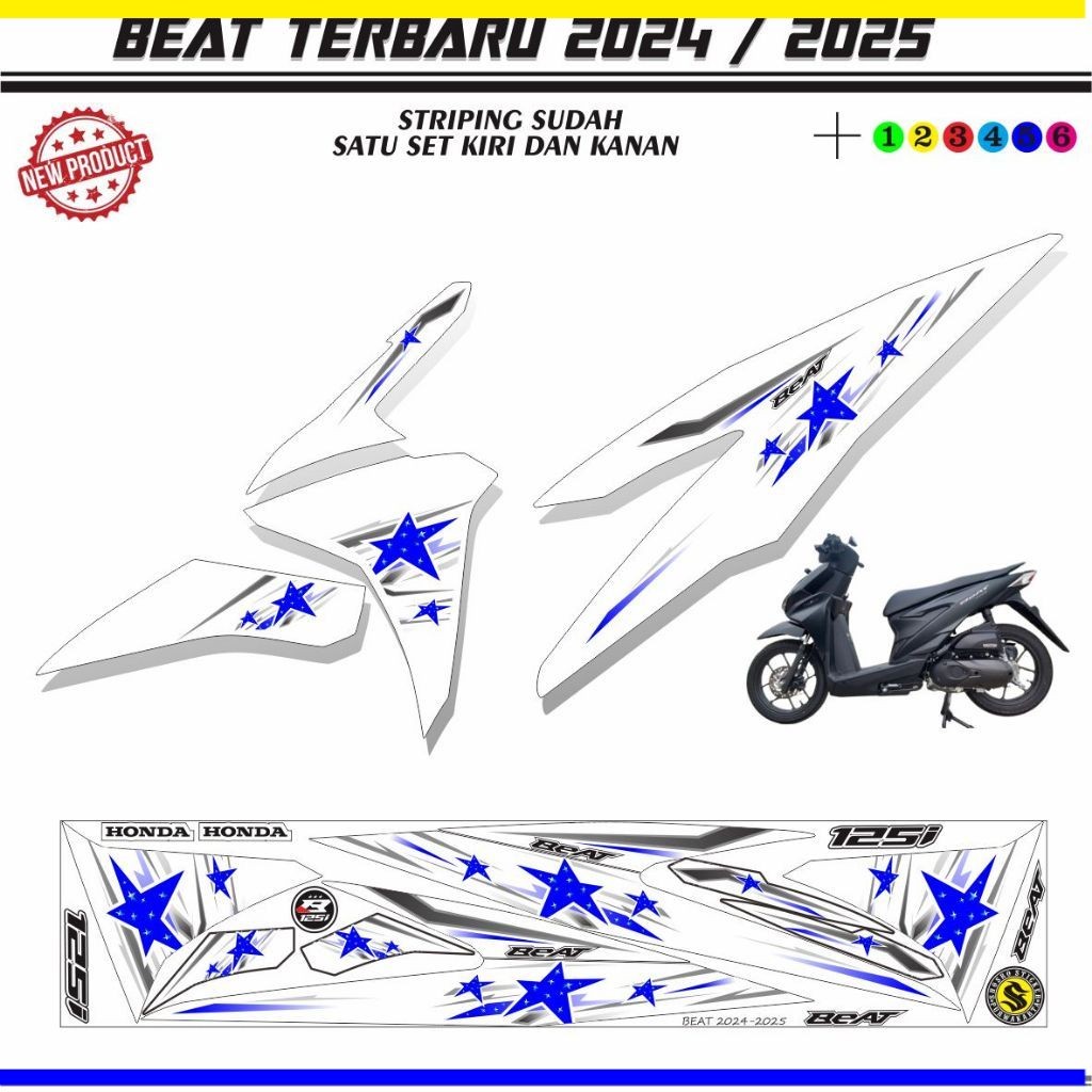 Jual SETIKER VARIASI STRIPING BEAT 2024/2025 MOTIF BINTANG SETRIPING ...