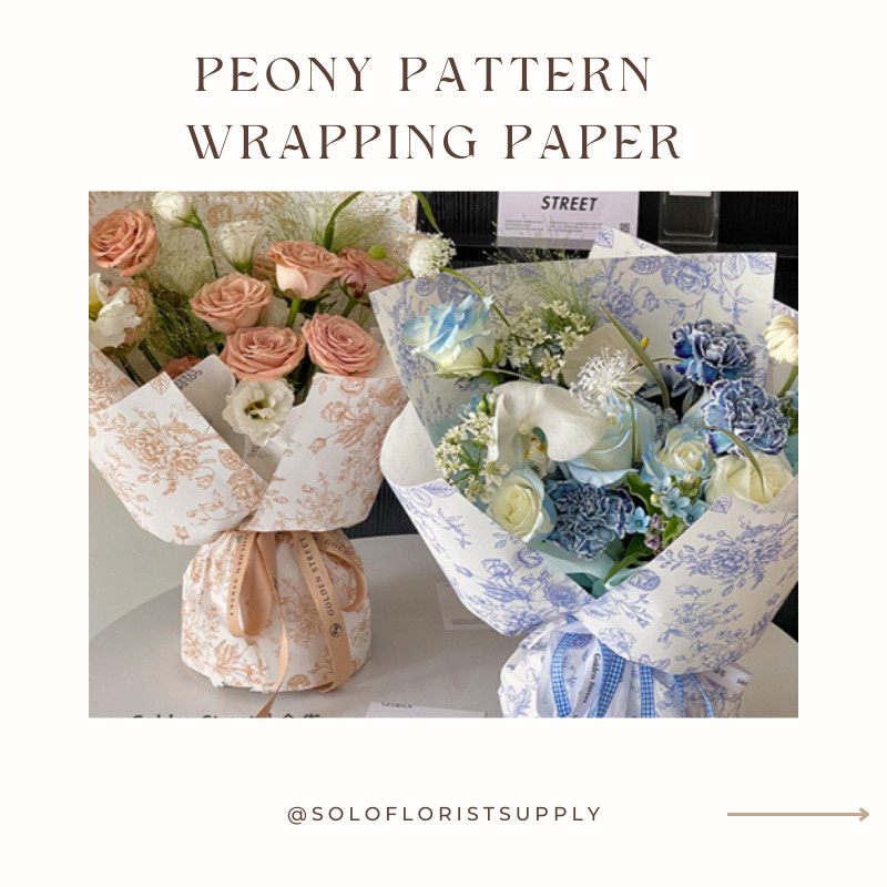 Jual PEONY PATTERN WRAPPING PAPER BOUQUET BUNGA KERTAS BUKET BUNGA ...