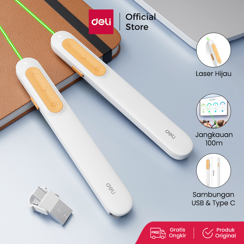 Jual Deli Laser Pointer Type C Laser Hijau Presenter Wireless ES002-G ...