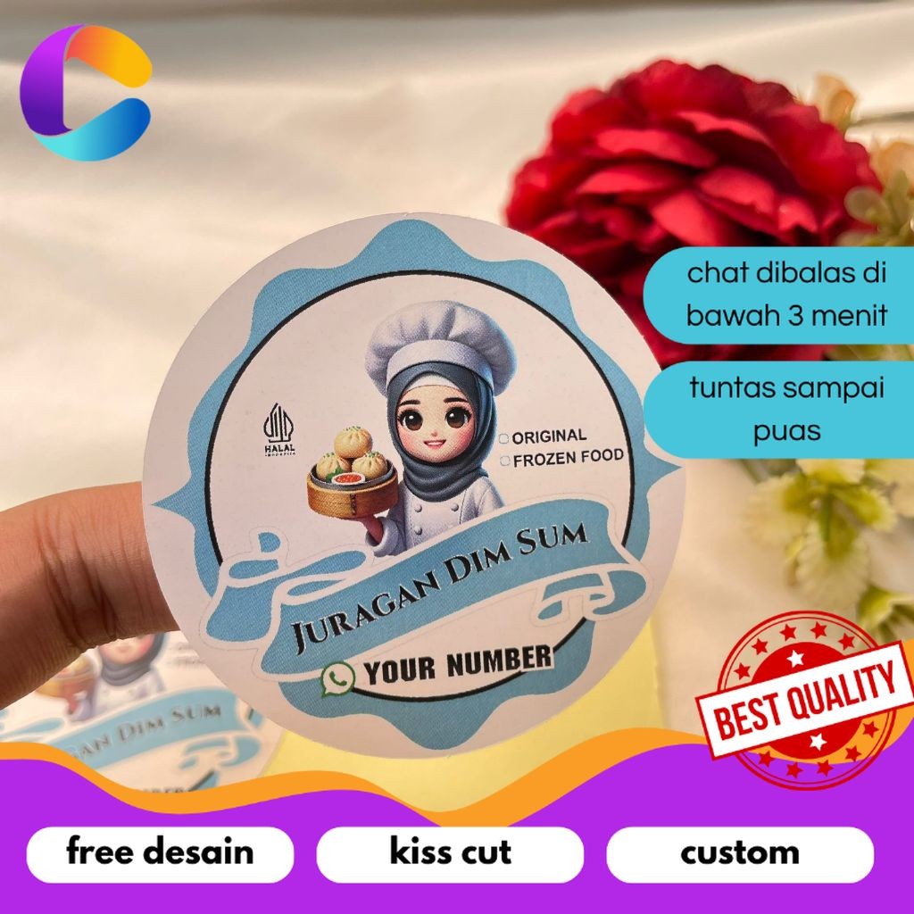 Jual Cetak INC 9-15 Sticker Label Makanan Dimsum Stiker Free Desain ...