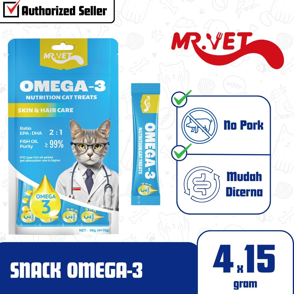 Jual Mr Vet Omega 3 Cat Treats Camilan Kucing Creamy Snack Kucing 60g ...
