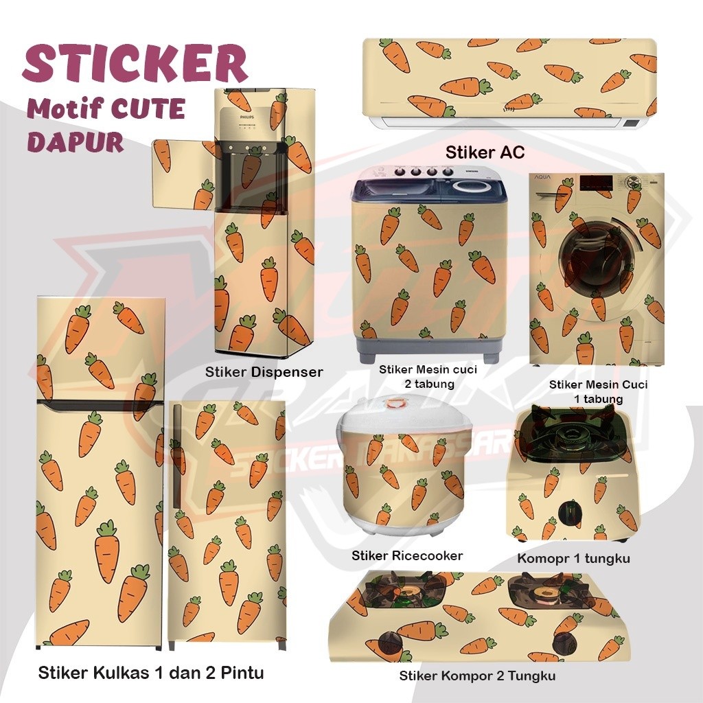 Jual Stiker Stiker kulkas kompor mesin cuci 1 2 pintu tabung mata Rice ...