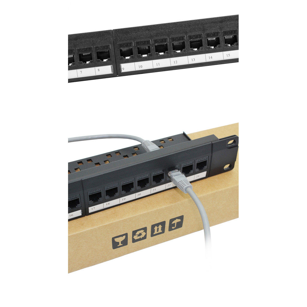 Jual 19-Inch 1U 24 Port CAT6 Patch Panel Cabinet Rack RJ45 Coupler ...