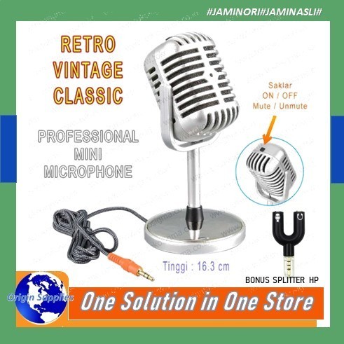 Jual STANDING MIC MICROPHONE RETRO CLASSIC VINTAGE KLASIK JADUL 3.5mm ...