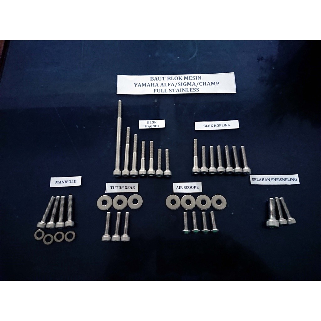 Jual Baut Set Mesin yamaha Alfa Sigma Champ full Stainless | Shopee Indonesia