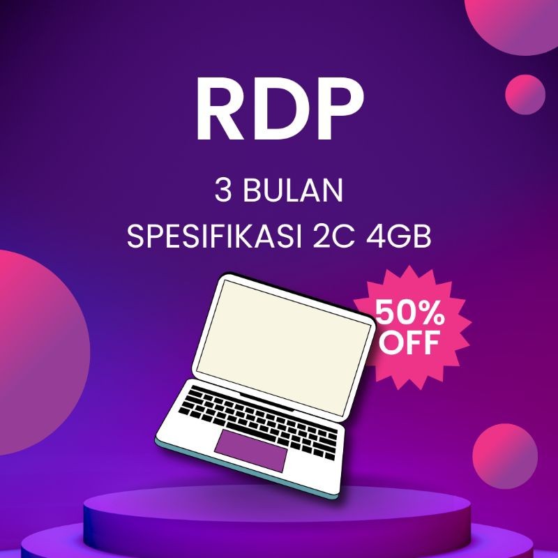 Jual RDP 3 BULAN 2CPU 4GB RAM FULL AKSES - BERGARANSI - WINDOWS - STORAGE 80GB - PING 1 DIGIT ...