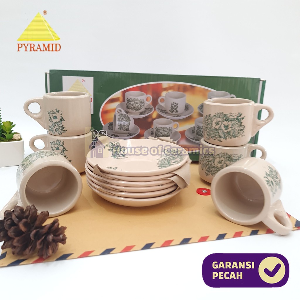 Jual PYRAMID Cups & saucers KOPITIAM Set Mug Gelas Kopi Keramik Lucu ...