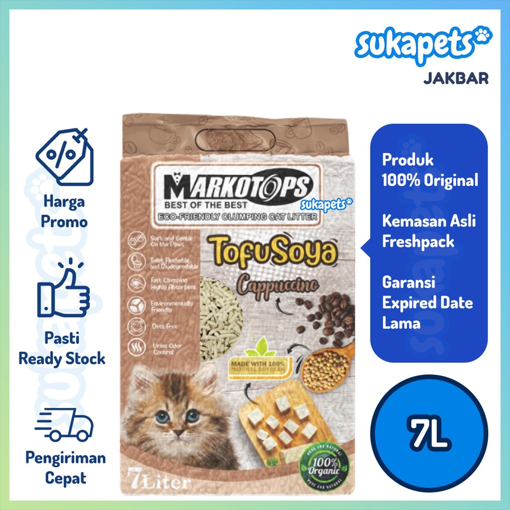 Jual Markotops Tofu Soya Pasir Kucing Gumpal Cat Litter Cappucino 7L ...
