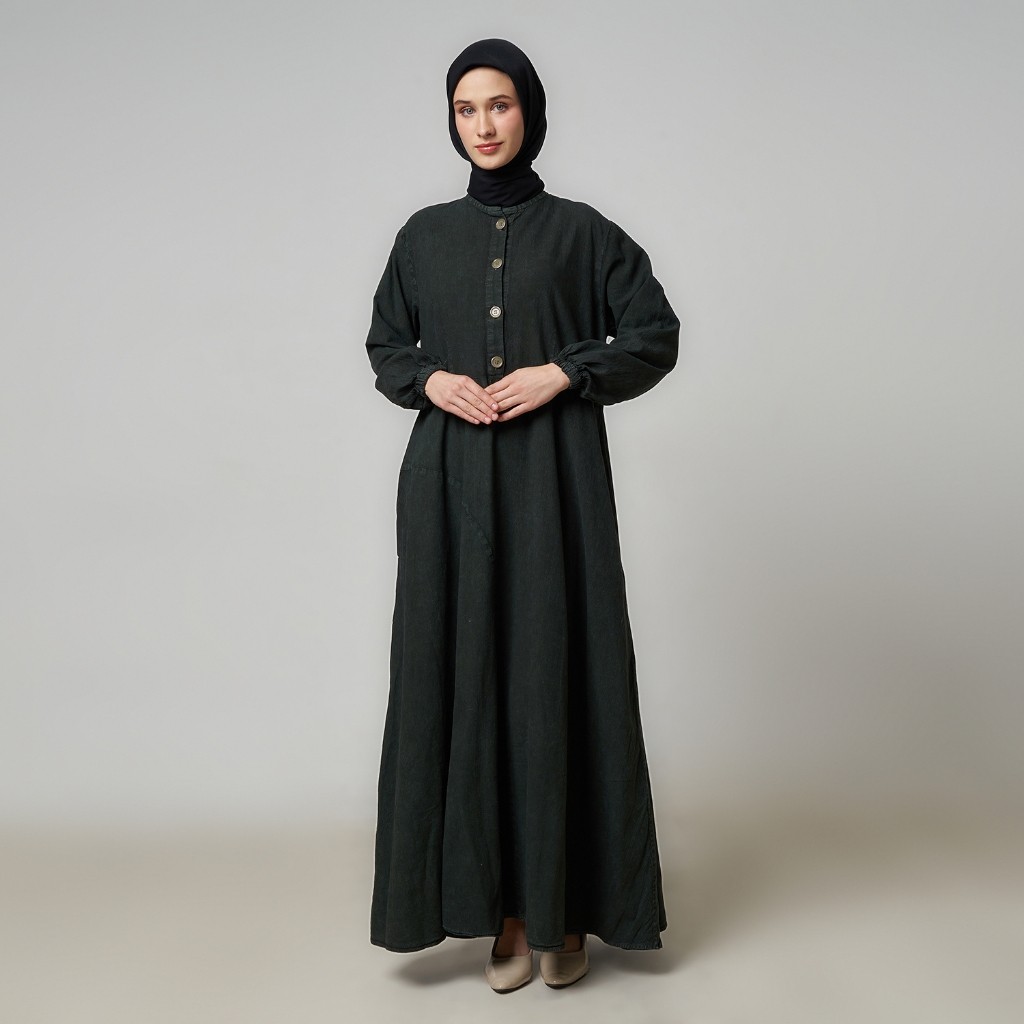 Jual Dhoby Ghout Gamis Premium Denim Hitam | Dress Wanita Muslim Gamis ...