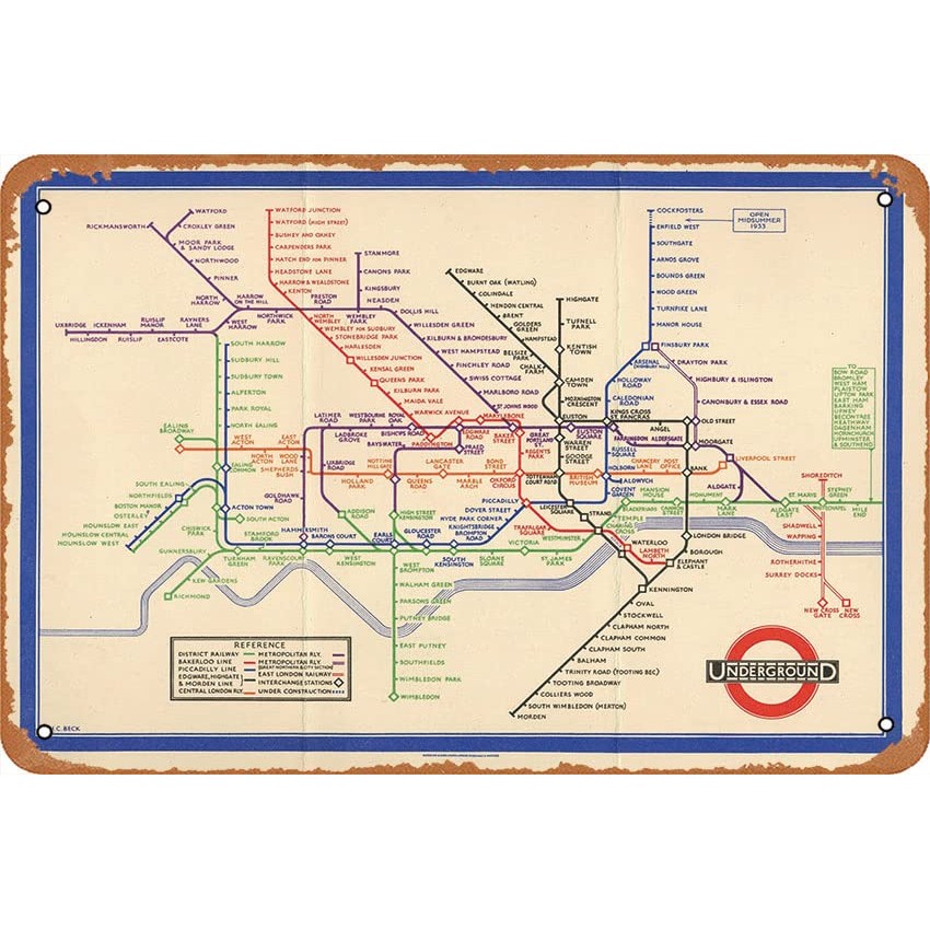 Jual muecddoa Retro London Underground Tube Map (1933) Poster – Poster ...