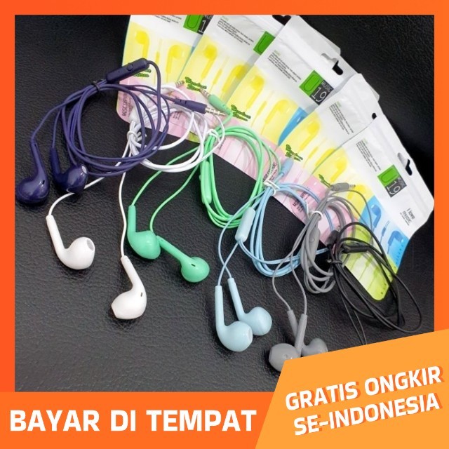 Jual EARPHONE STEREO HANDSFREE HEADSET U19 MACARON COLOUR EXTRA BASS ...