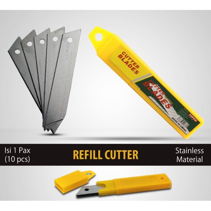 Jual SP4 Isi 10 Pcs Refill Cutter Blade Untuk Ukuran Besar 18mm Isi 10x ...