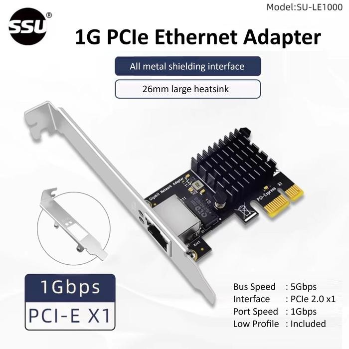 Jual SSU 1 Gigabit PCIe x1 Network Adapter Ethernet Expansion 1 Gbit 1G ...