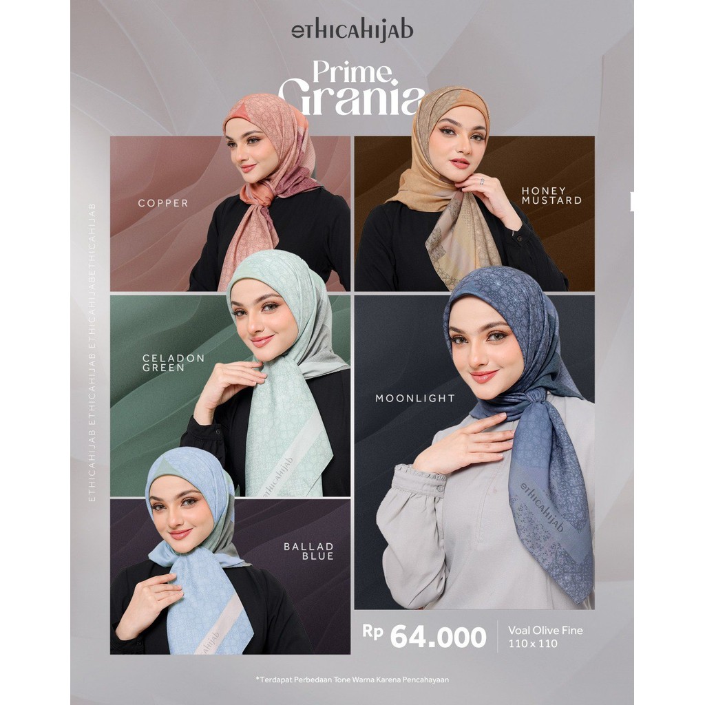 Jual Ethica Hijab - PRIME GRANIA / Hijab Square Jilbab Segiempat Voal Olive Fine Lasercut Size ...