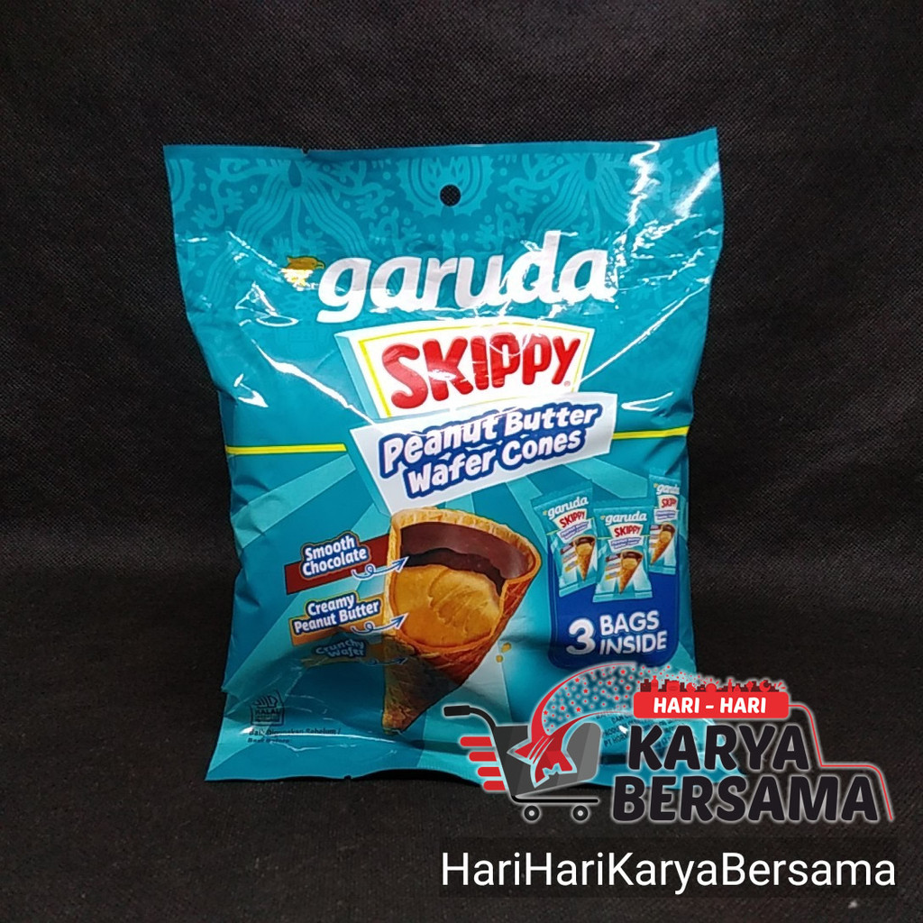 Jual MAKANAN RINGAN GARUDA SKIPPY PEANUT BUTTER WAFER CONES BAG 3'S X ...