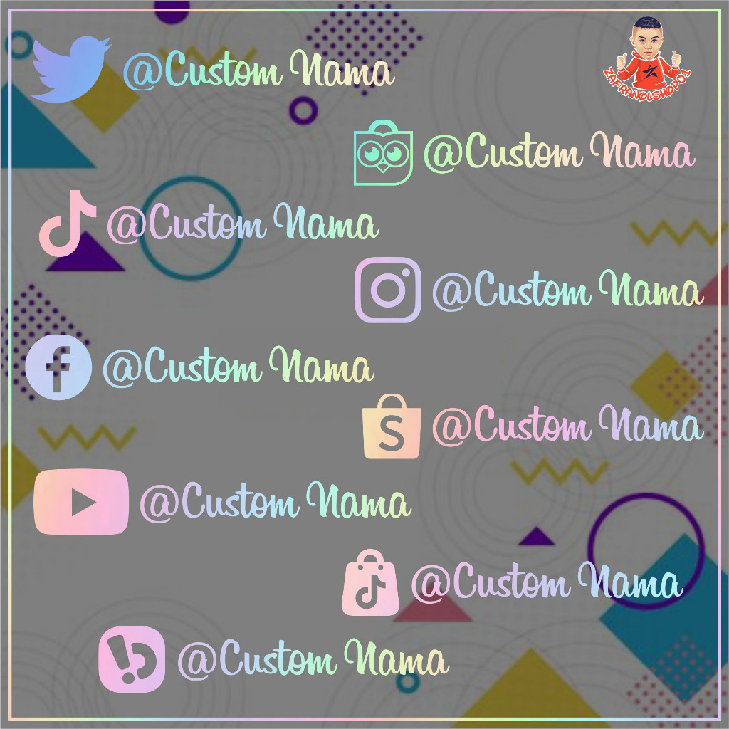 Jual Cutting Stiker Sosmed Marketplace Youtube Sticker Nama Custom ...
