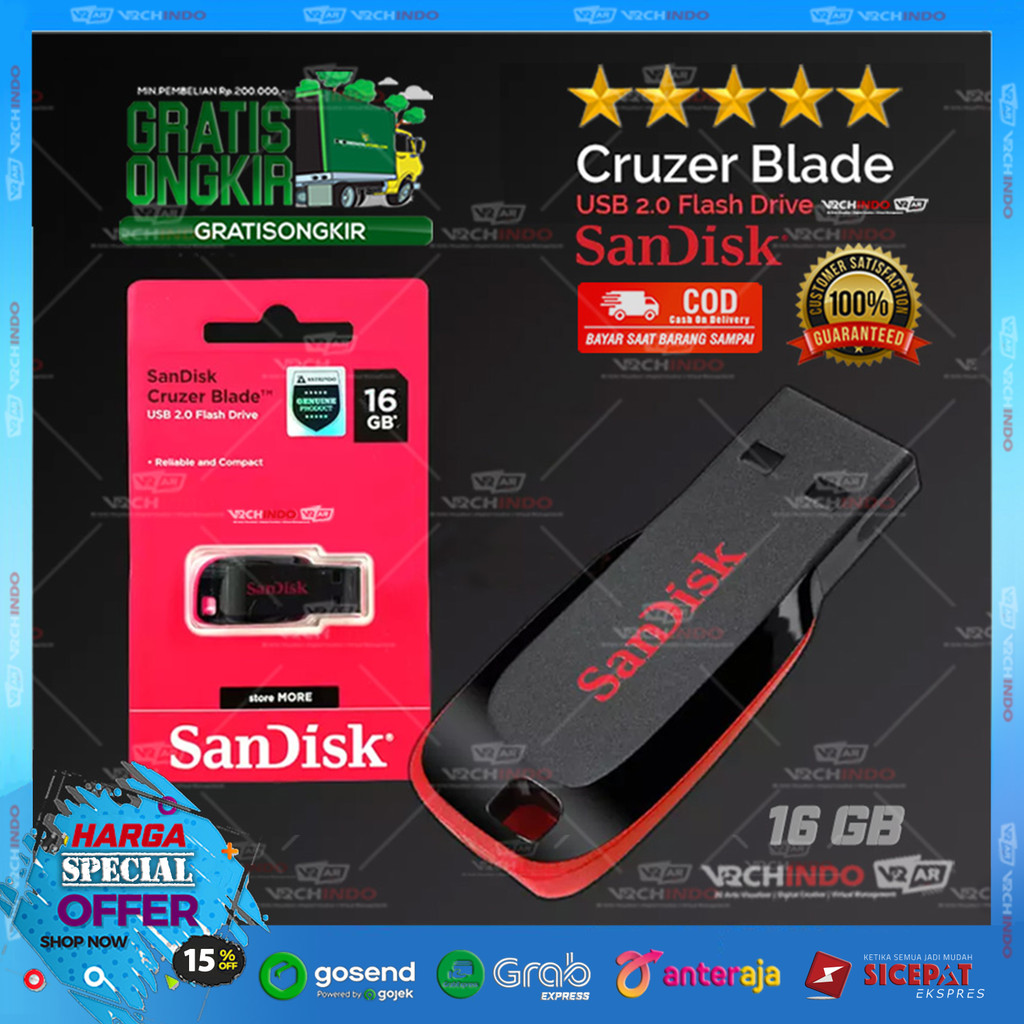 Jual Flashdisk Original SanDisk Cruzer Blade CZ50 - 16GB Garansi Resmi ...
