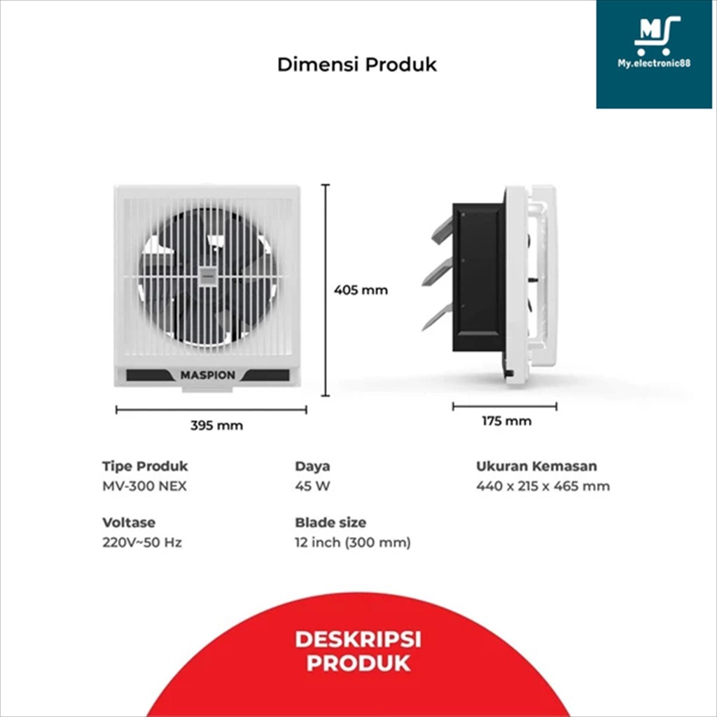 Jual EXHAUST FAN MASPION 12`(MV-300 NEX) | Shopee Indonesia