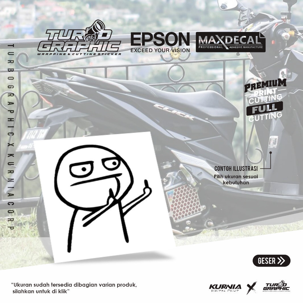 Jual Sticker Middle Finger Pucek Cartoon Fucek Lucu Mobil Leptop Motor ...