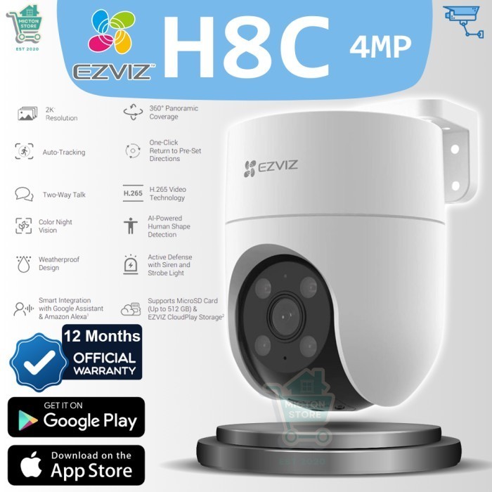 Jual TOPTON EZVIZ H8C 4MP 2K Resolution CCTV WiFi IP Camera Pan and ...