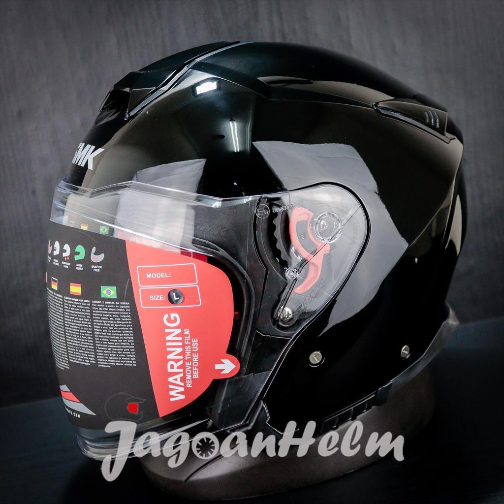 Jual HELM SMK GTJ SOL BLACK GLOSSY | DOUBLE VISOR | HALF FACE HELMET ...