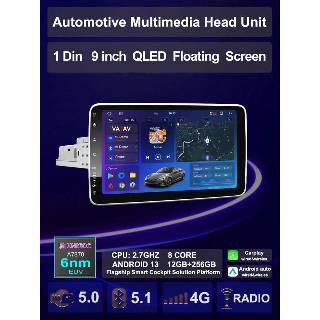 Jual 9 Inch Car Universal Multimedia Android auto ai voice 1 2 Din ...