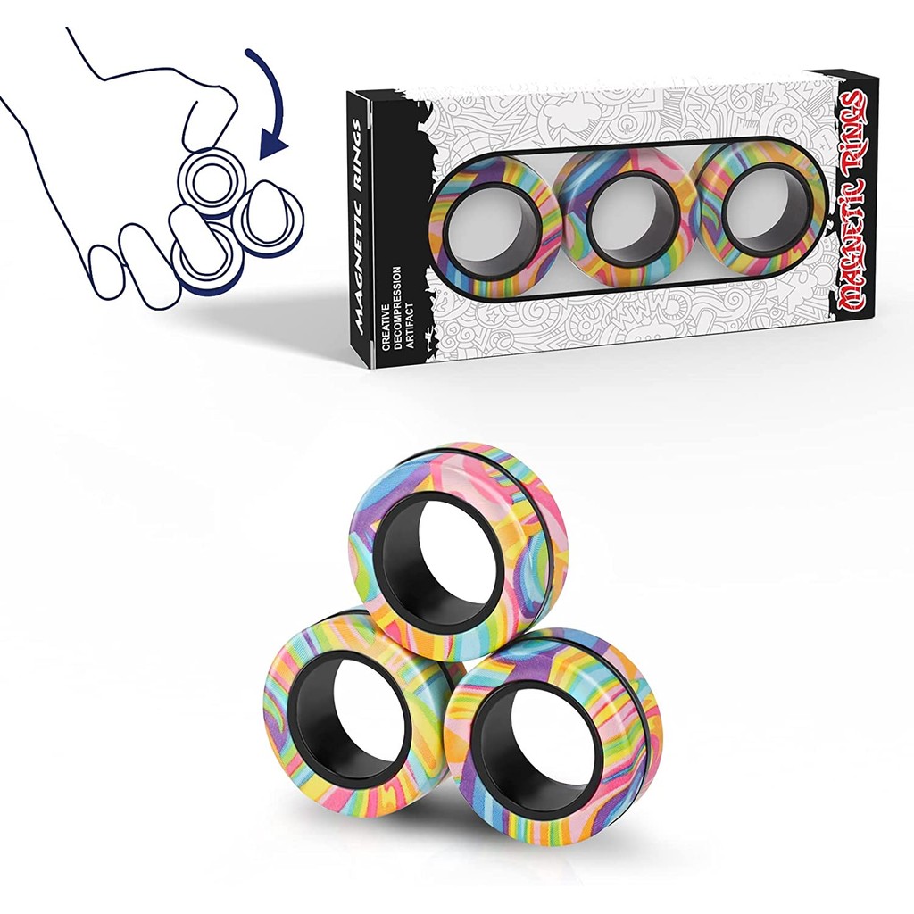 Jual 3pcs Finger Magnetic Rings Colorful Fidget Toy Set Adult Magnets ...