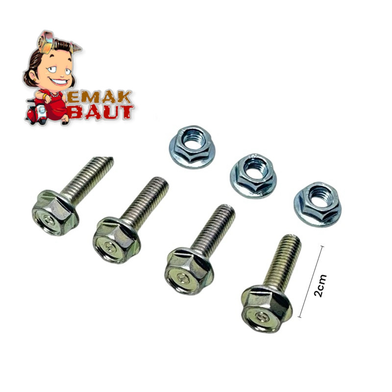 Jual grosir MUR BAUT 10 M6X20 ORIGINAL BAUD FLANGE TOPI UNIVERSAL 4SET | Shopee Indonesia