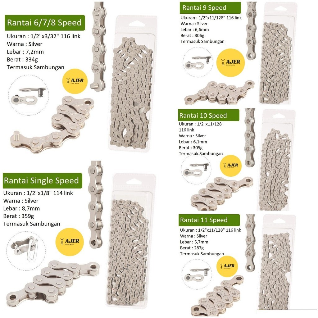 Jual Rantai Sepeda single 6 7 8 9 10 11 speed BMX Fixie MTB Roadbike | Shopee Indonesia