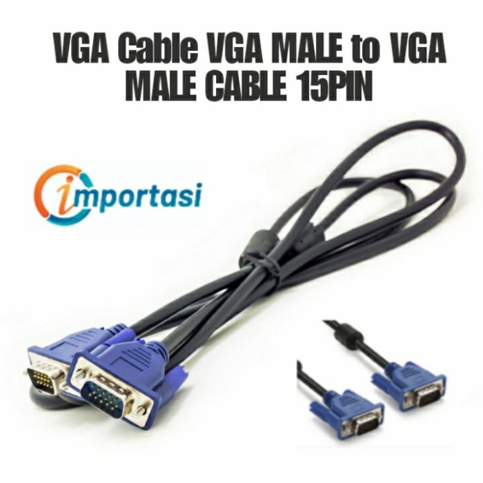 Jual VGA Cable MALE to VGA MALE 15PIN Kabel PC Laptop Proyektor LCD Monitor | Shopee Indonesia