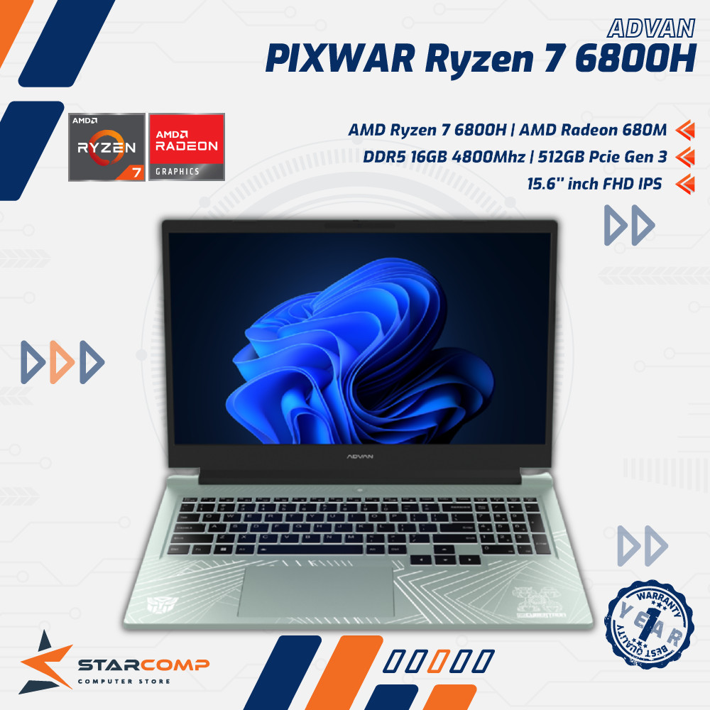 Jual ADVAN Pixwar x Transformers AMD Ryzen 7 6800H 16GB/512GB 15.6 ...