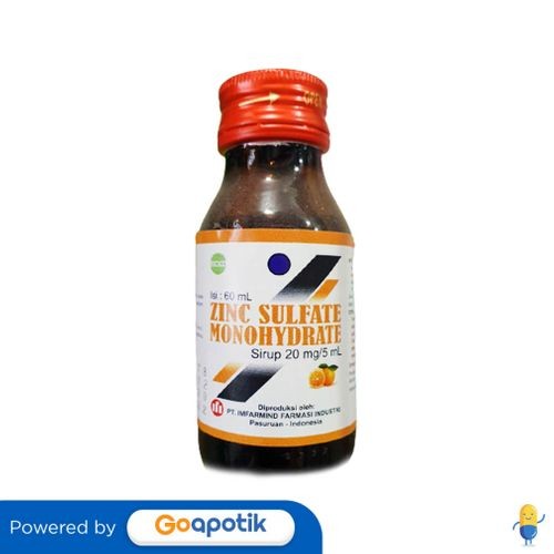 Jual Zinc Sulfate Monohydrate Imfarmind 20 Mg/5 Ml Syrup 60 Ml | Shopee Indonesia