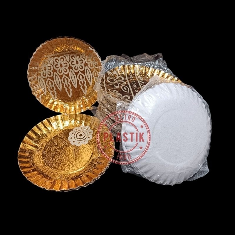 Jual Piring Kertas Mas isi 10pcs | Piring Kue Bolu Ulang Tahun isi 10 | Piring Mas Kertas ...