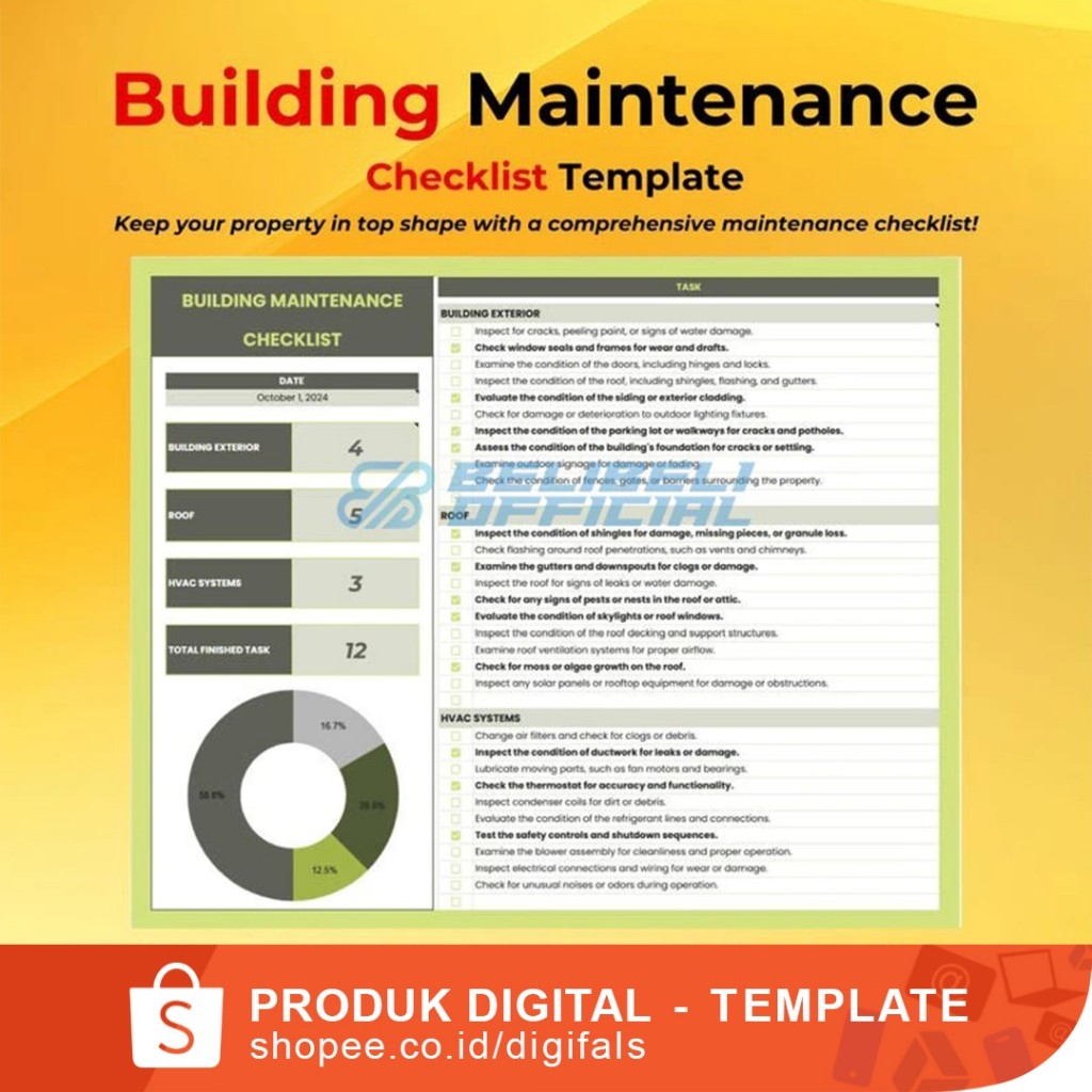 Jual Building Maintenance Checklist Template GoogIe Spreadsheet ...