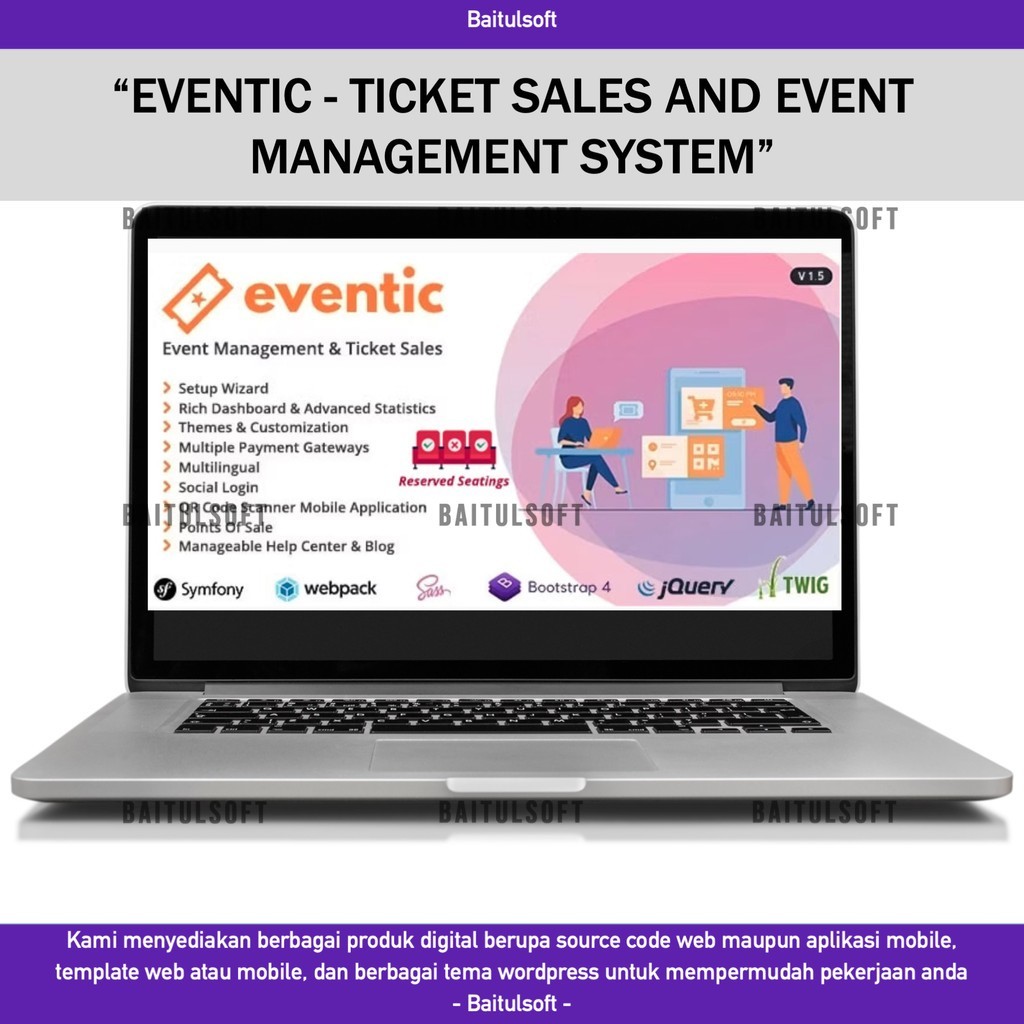 Jual SOURCE CODE APLIKASI WEB EVENTIC - TICKET SALES AND EVENT MANAGEMENT SYSTEM D179 BAITULSOFT ...