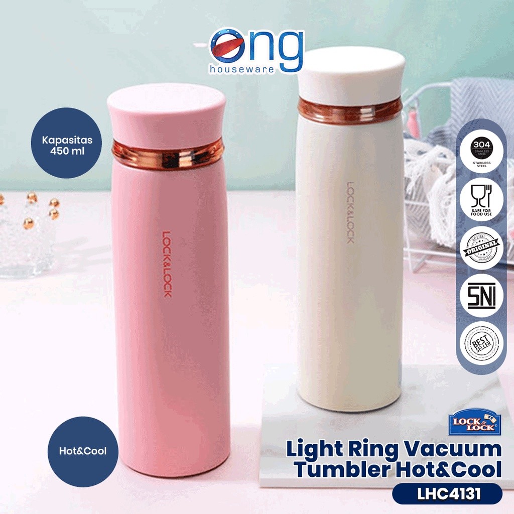 Jual Locknlock Termos Air Minum Tumbler Feather Light Ring Vacuum Hot & Cool Ivory Pastel Pink ...