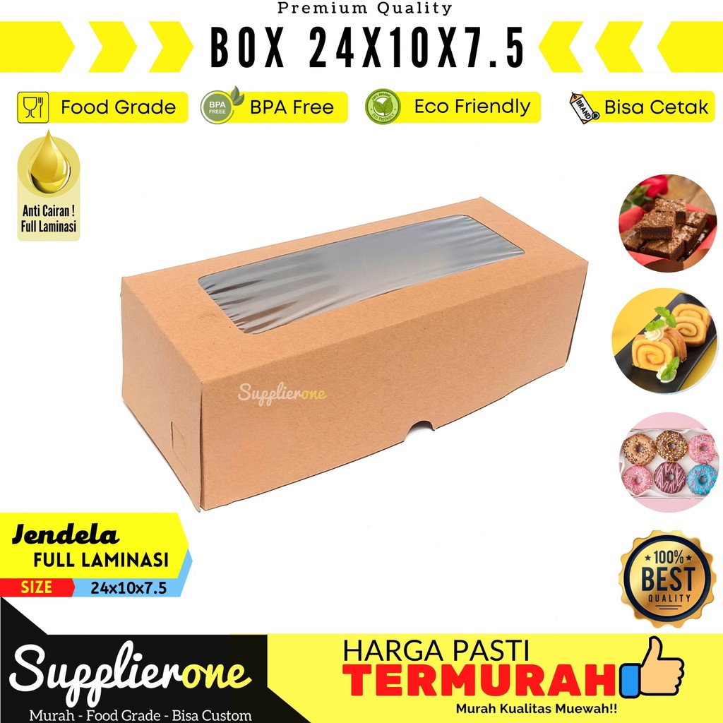 Jual Box 24x10x7.5 Jendela Kraft / Dus Roll Cake / Dus Brownies ...