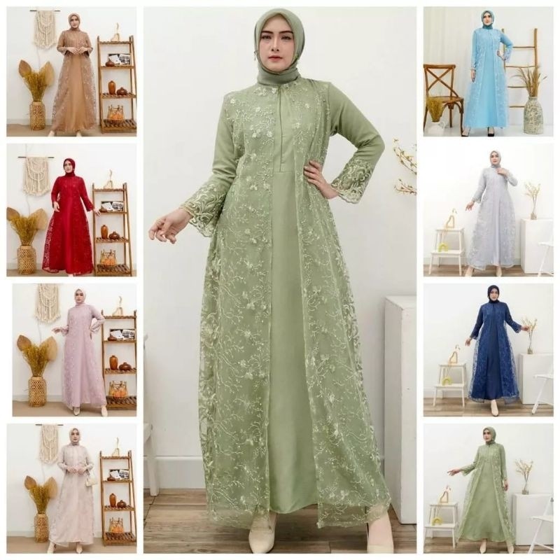 Jual FK73X (Dijamin Realpict) Gamis Hena Busui TilLe Bordir Mutiara ...