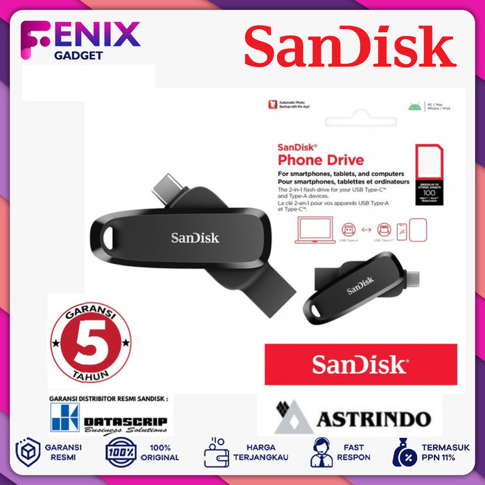 Jual Sandisk FlashDisk SDDDC6 128GB Phone Drive USB Type C Garansi ...