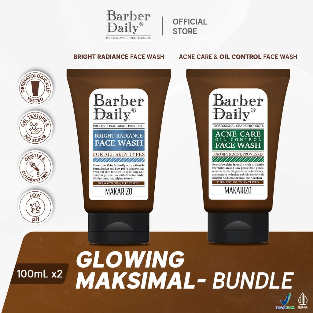 Jual Barber Daily Glowing Maksimal - Acne Care & Oil Control Face Wash ...