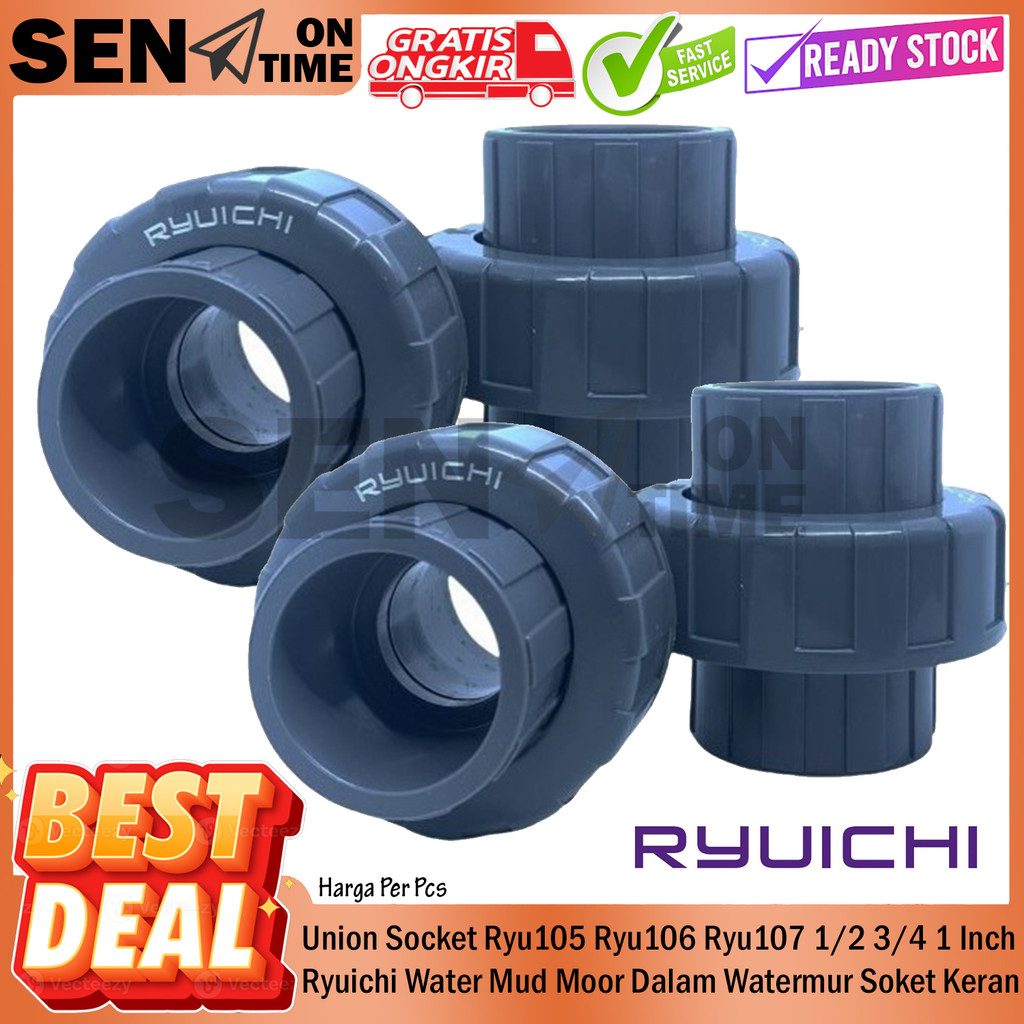 Jual Union Socket Ryu105 Ryu106 Ryur107 1/2'' 3/4” 1'' Inci Ryuichi ...