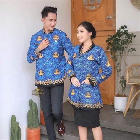 Jual Batik Korpri Wanita Pria Kerah Hitam Terbaru 2025 Seragam Korpri full furing katun halus ...