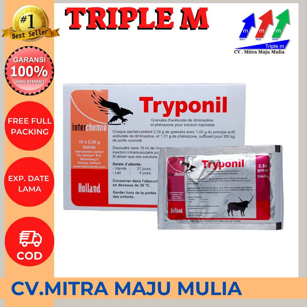 Jual TRYPONIL MMM 1 Sachet - Obat Surra Babesiosis Theileriosis Hewan ...