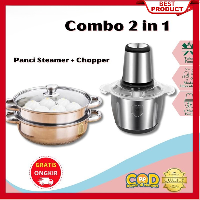 Jual COMBO EXCLUSIVE 2IN! Panci Steamer Stainless 2 Tingkat Multifungsi ...