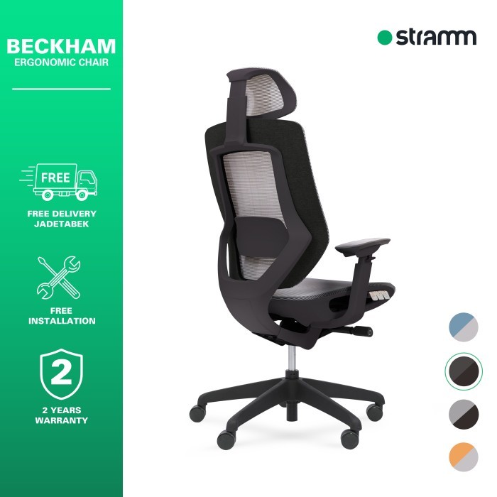 Jual Kursi Kantor Ergonomis Stramm Beckham I - Black On Black, Chair ...