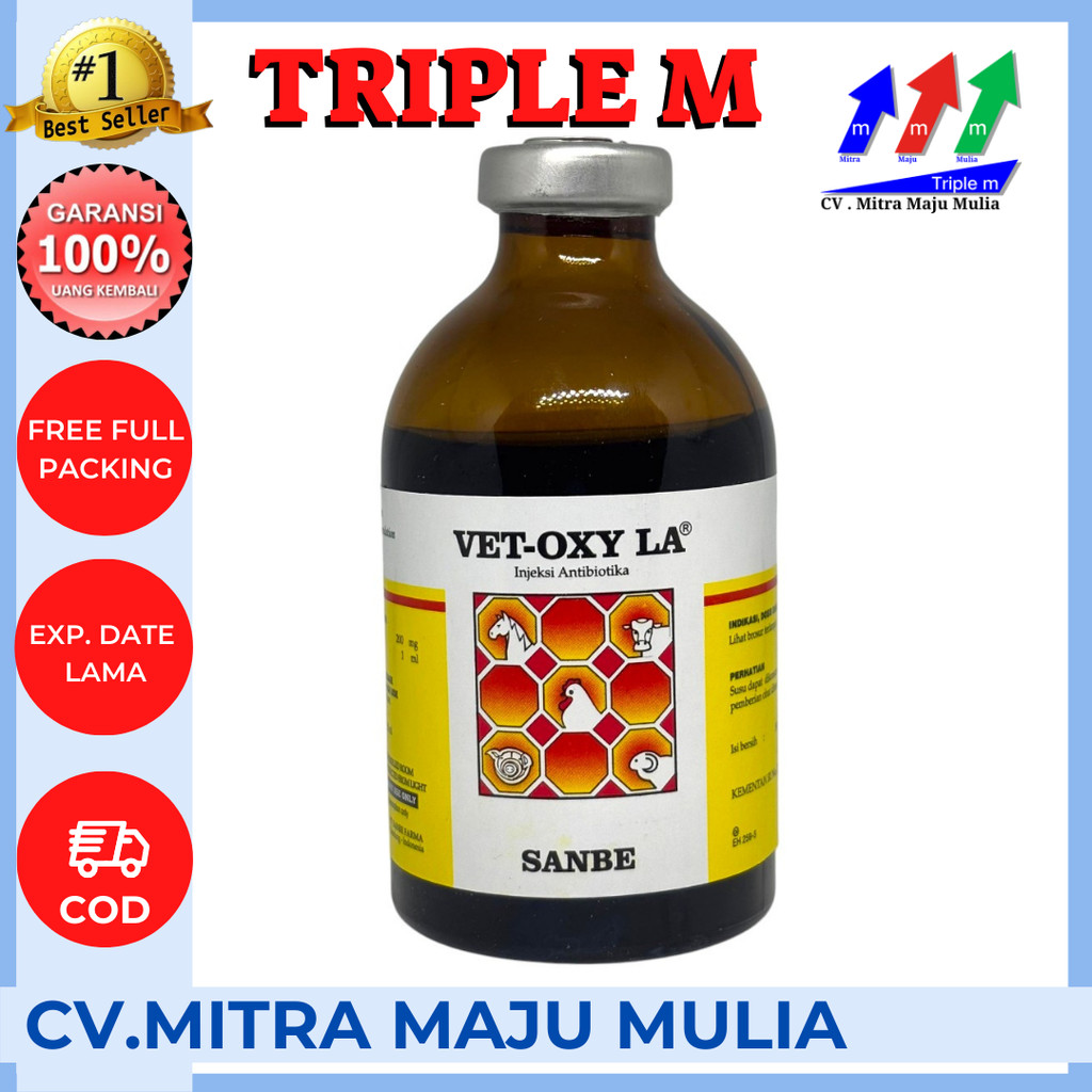 Jual VET OXY LA 50 ml TRIPLE M - Obat Antibiotik Hewan Long Acting ...