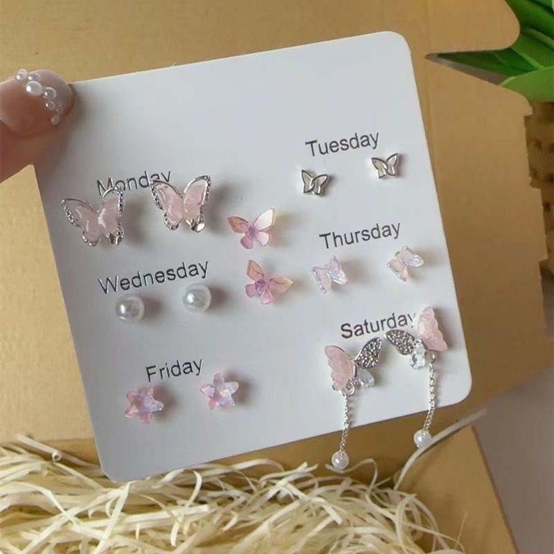 Jual COD ️Set Anting Butterfly Stud Earring Warna-warni Kupu-kupu ...