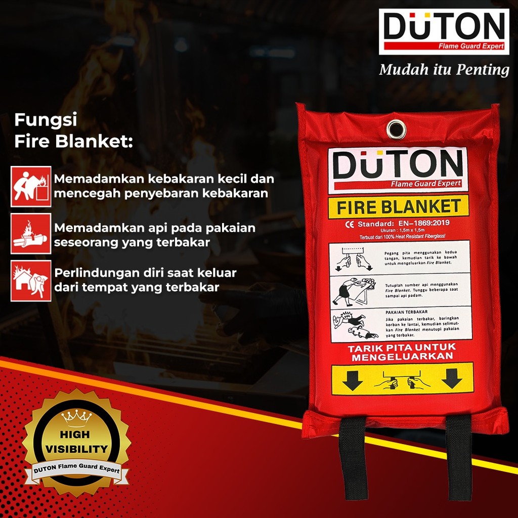 Jual Fire Blanket Kain Selimut Pemadam Tahan Api Fiberglass 1.5m x 1.5m ...