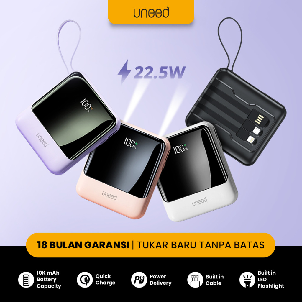 Jual UNEED MultiBox DF10 Powerbank Built in Cable QC 10000mAh 22.5W ...